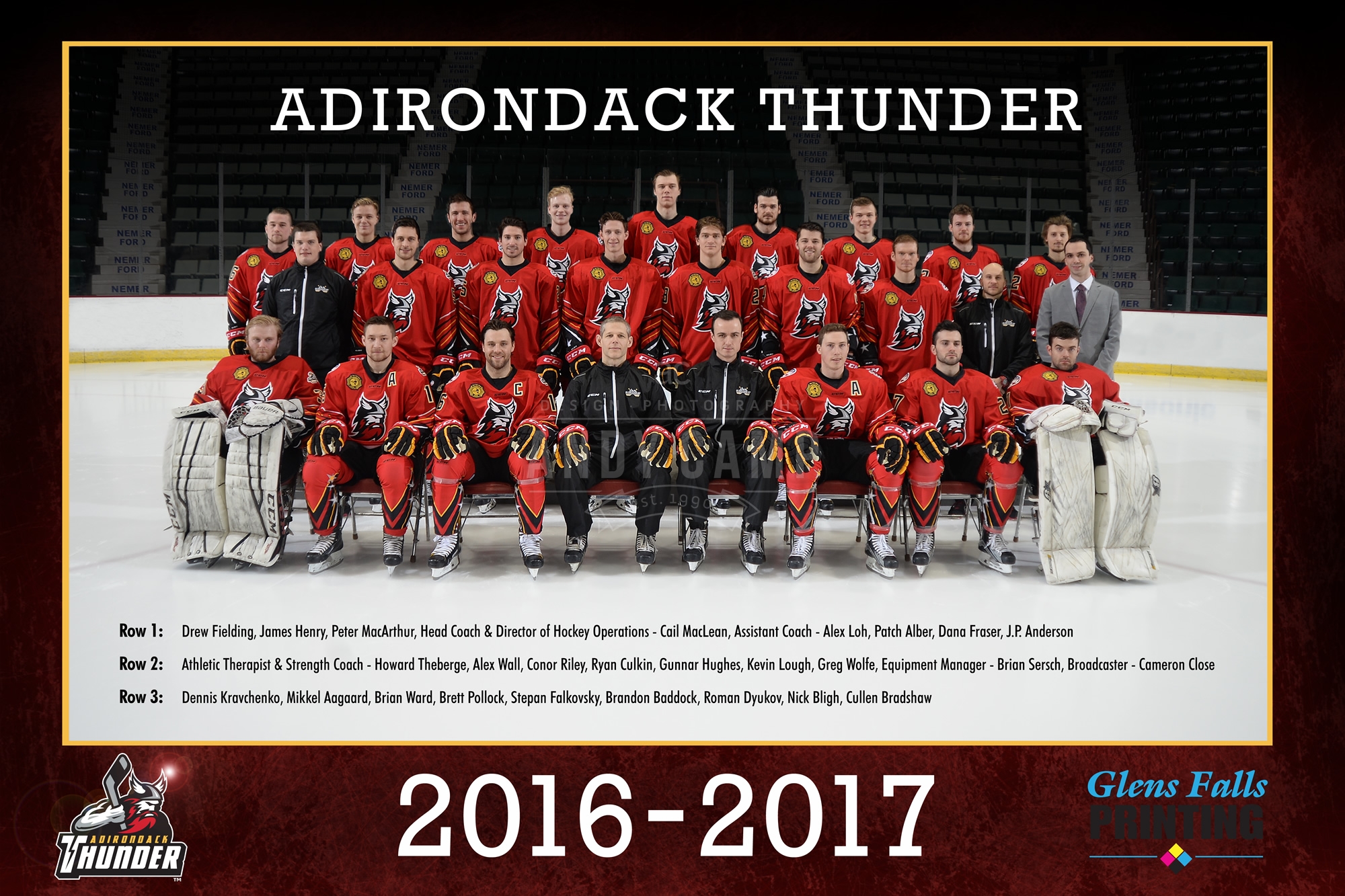 2016-2017 Adirondack Thunder Team Photo Poster - Andy Camp Photography ...